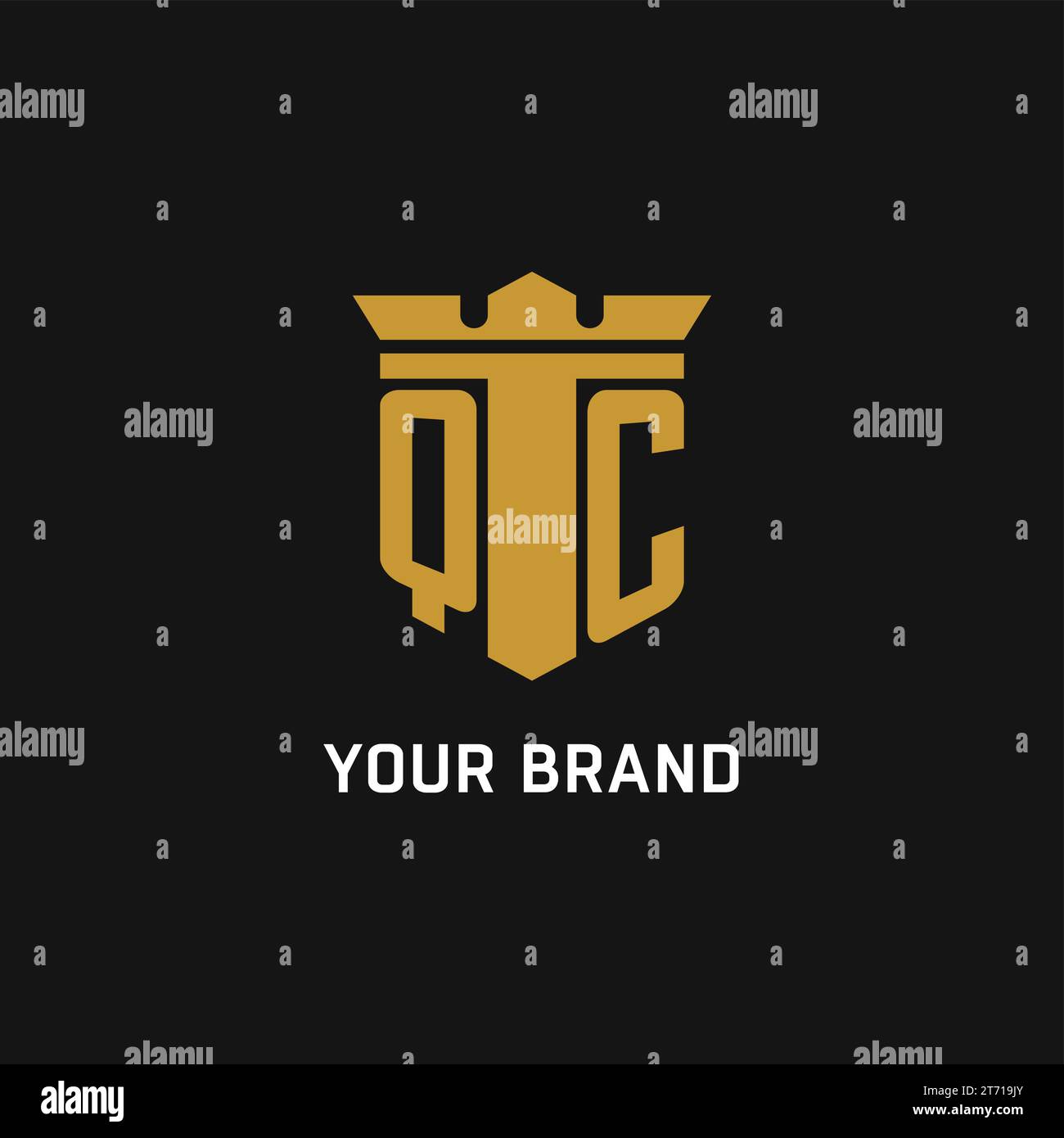 QC initial logo with shield and crown style design ideas Stock Vector ...