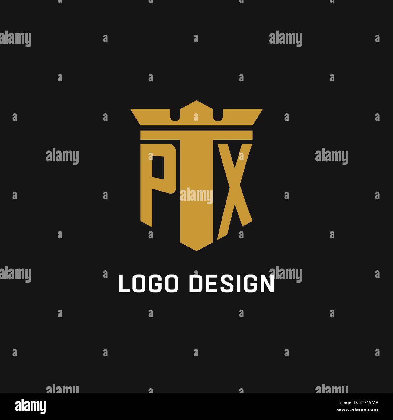 PX initial logo with shield and crown style design ideas Stock Vector ...