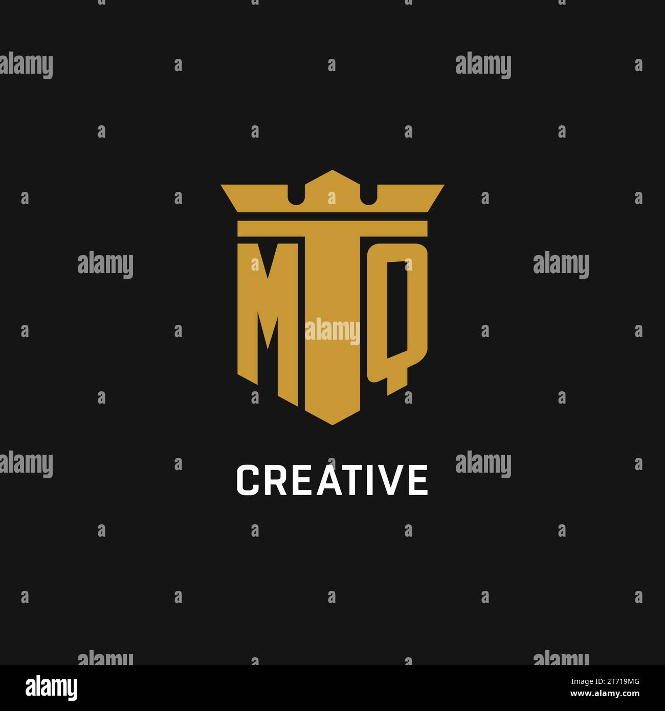 MQ initial logo with shield and crown style design ideas Stock Vector ...