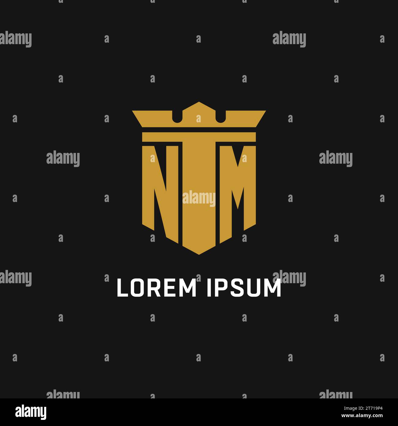 NM initial logo with shield and crown style design ideas Stock Vector ...