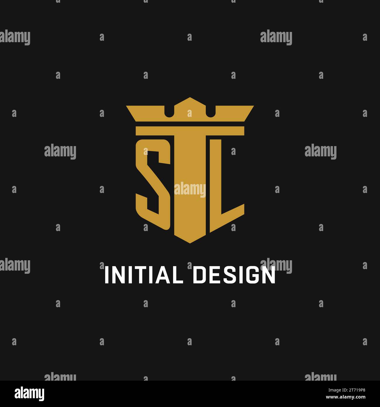 SL initial logo with shield and crown style design ideas Stock Vector ...