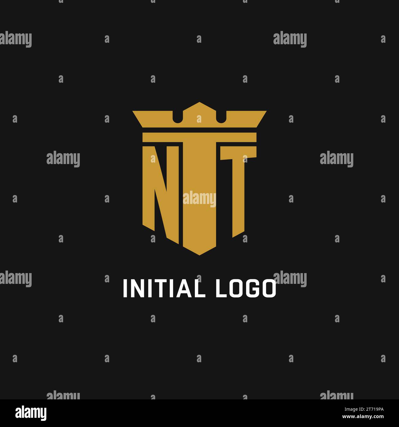 NT initial logo with shield and crown style design ideas Stock Vector ...