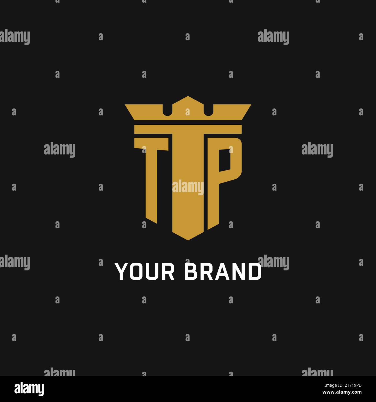 TP initial logo with shield and crown style design ideas Stock Vector ...