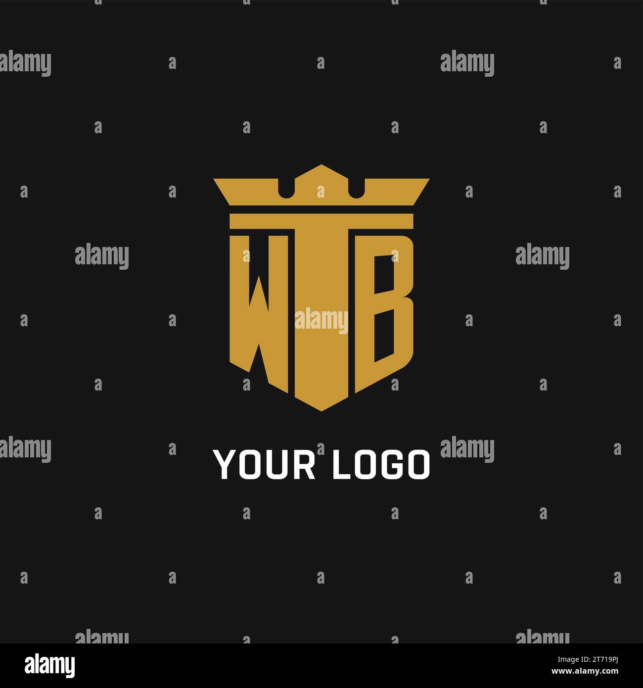 WB initial logo with shield and crown style design ideas Stock Vector ...