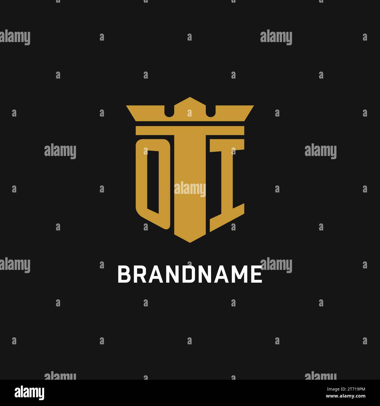 OI initial logo with shield and crown style design ideas Stock Vector ...