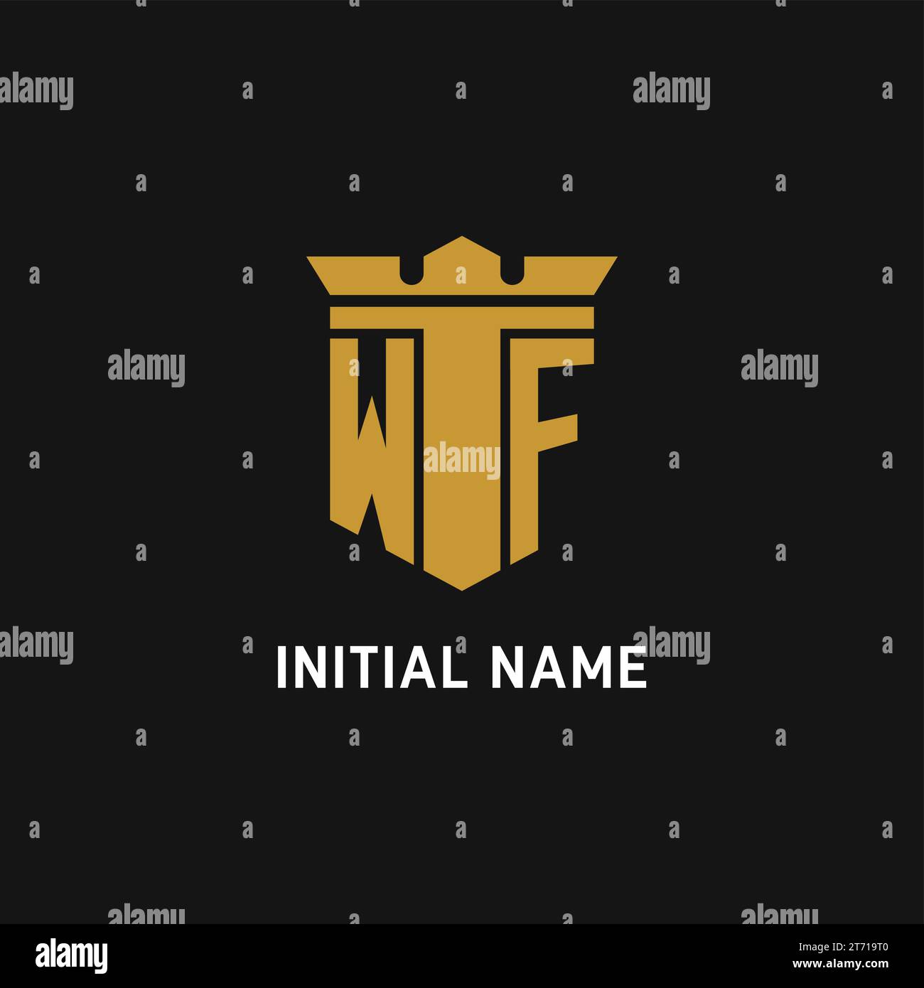 WF initial logo with shield and crown style design ideas Stock Vector ...