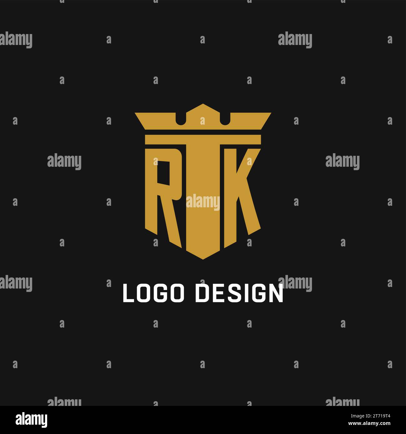 RK initial logo with shield and crown style design ideas Stock Vector ...