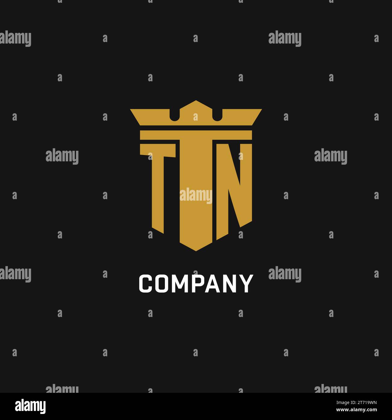 TN initial logo with shield and crown style design ideas Stock Vector ...