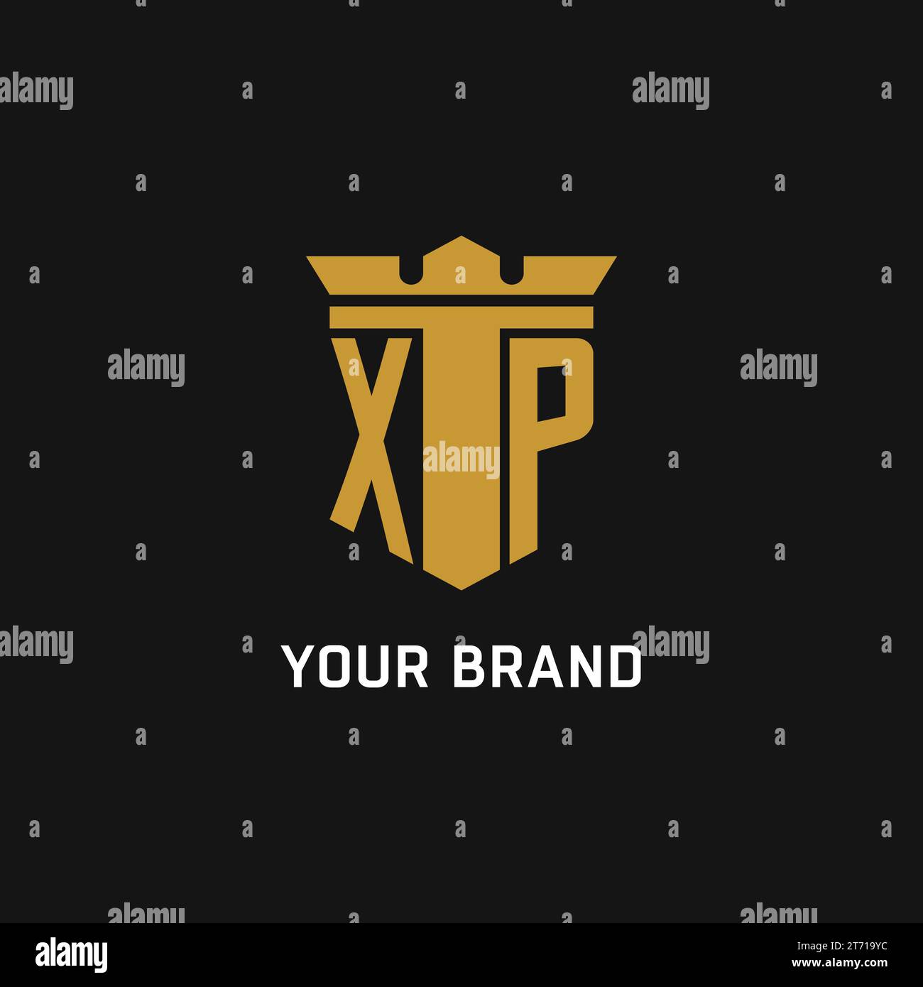 XP initial logo with shield and crown style design ideas Stock Vector ...