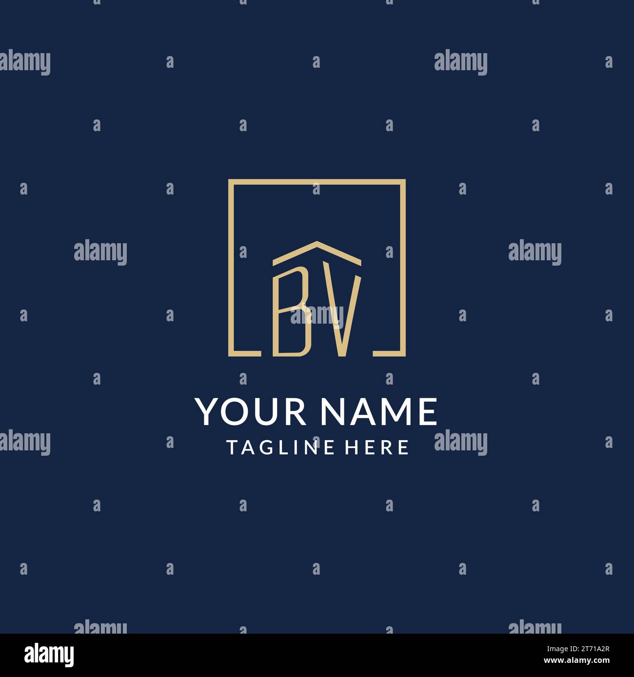 Initial BV square lines logo, modern and luxury real estate logo design ...