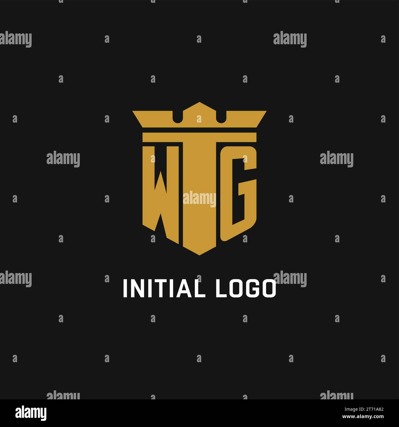 WG initial logo with shield and crown style design ideas Stock Vector ...