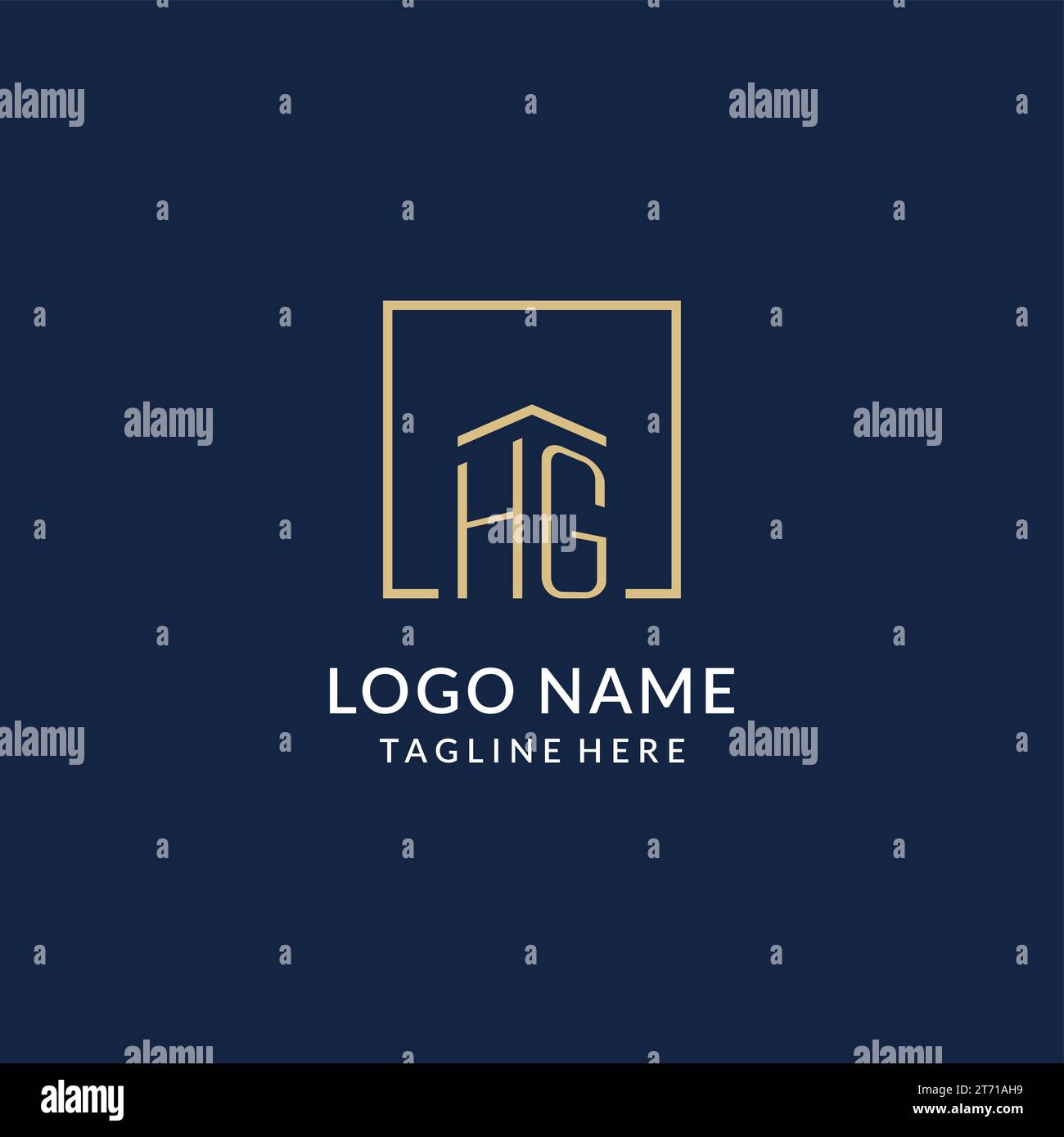 Initial HG square lines logo, modern and luxury real estate logo design ...