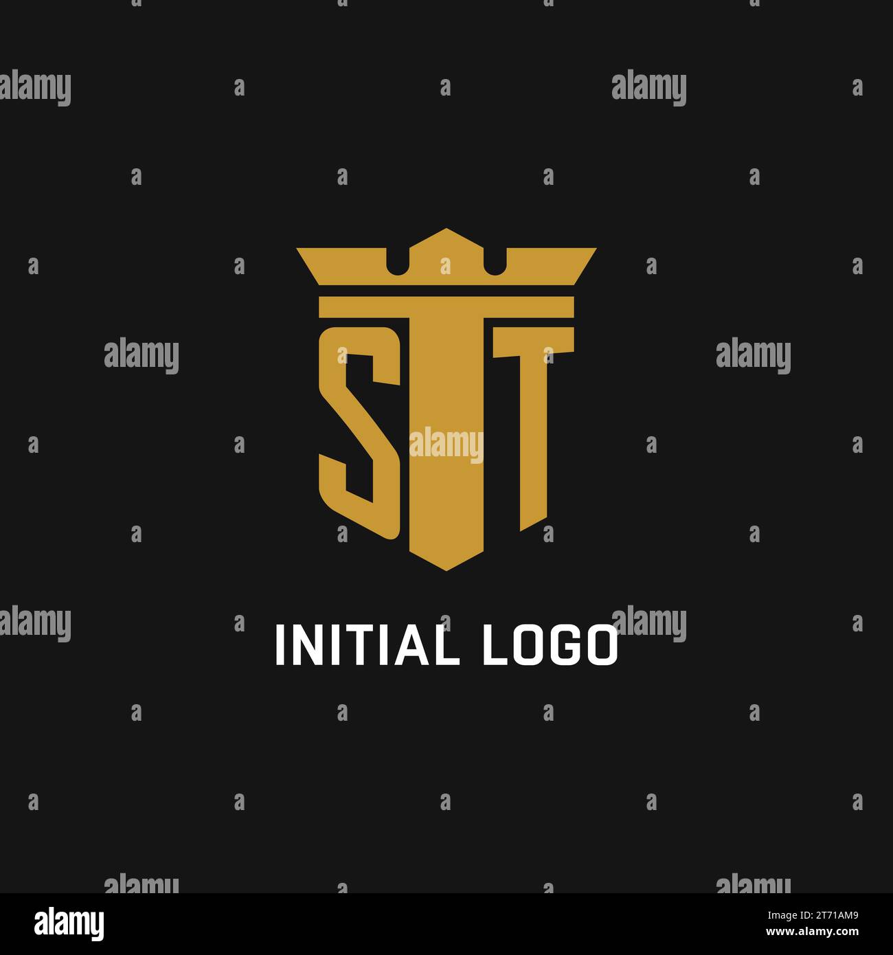 ST initial logo with shield and crown style design ideas Stock Vector ...