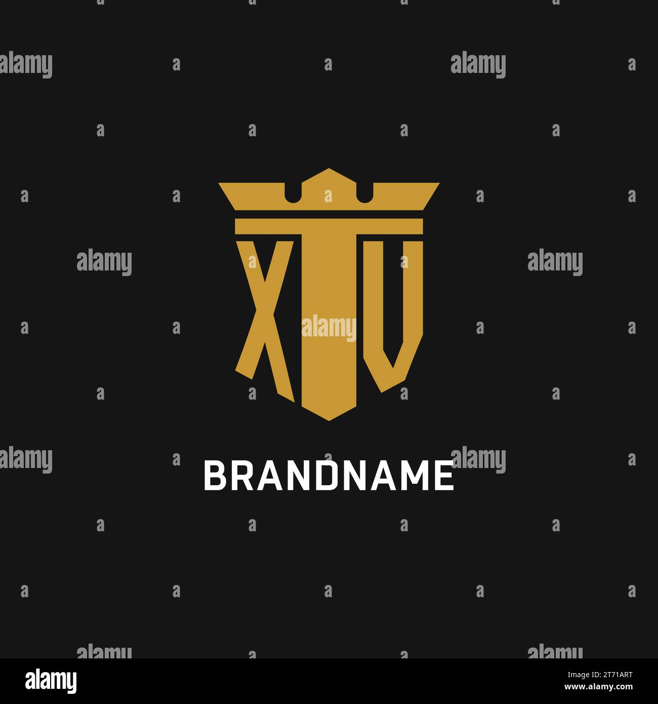 XV initial logo with shield and crown style design ideas Stock Vector ...