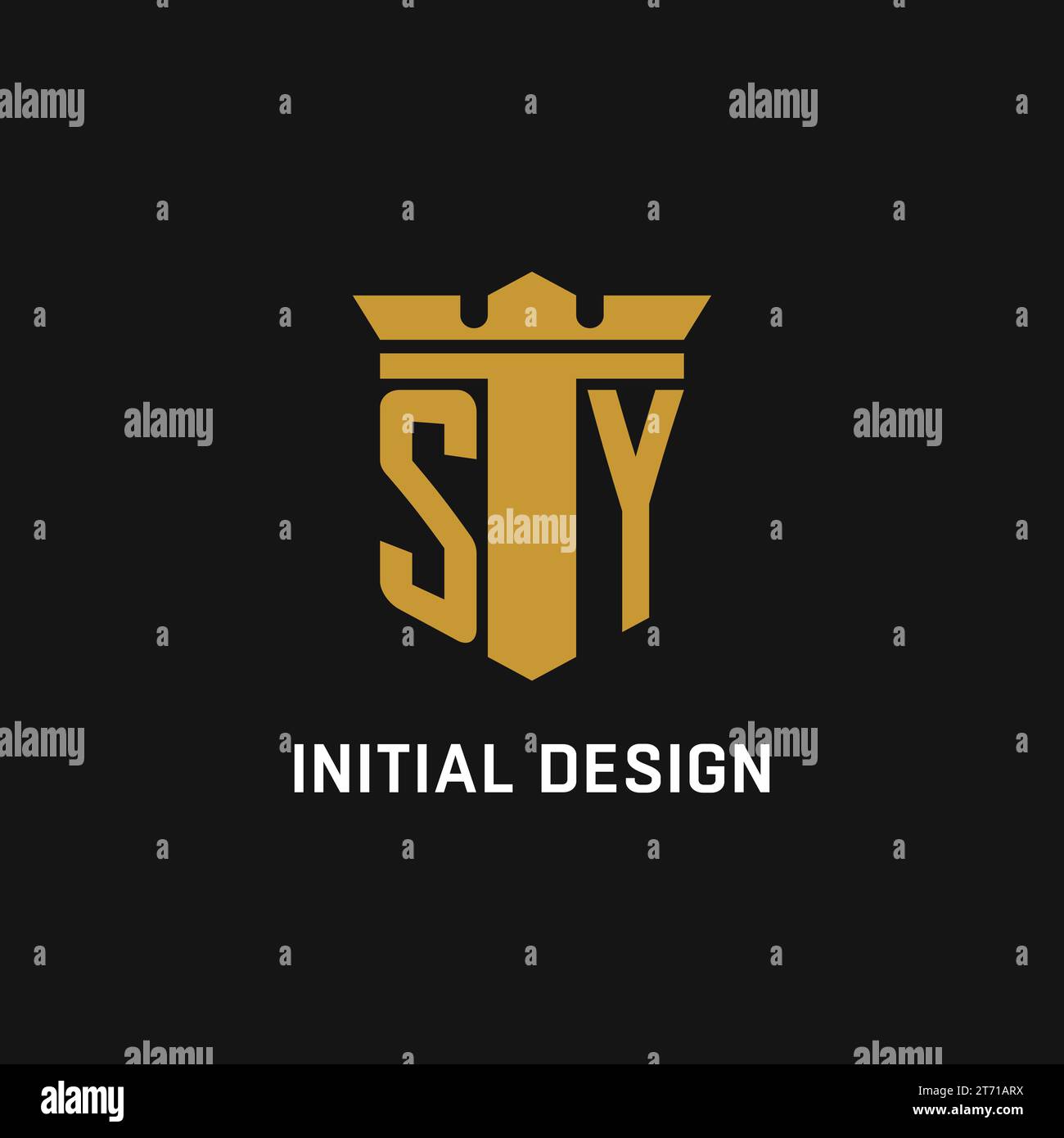 SY initial logo with shield and crown style design ideas Stock Vector ...