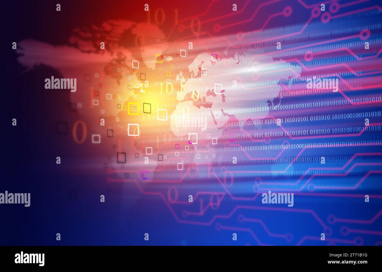 Digital world on abstract technology background. 3d illustration Stock ...