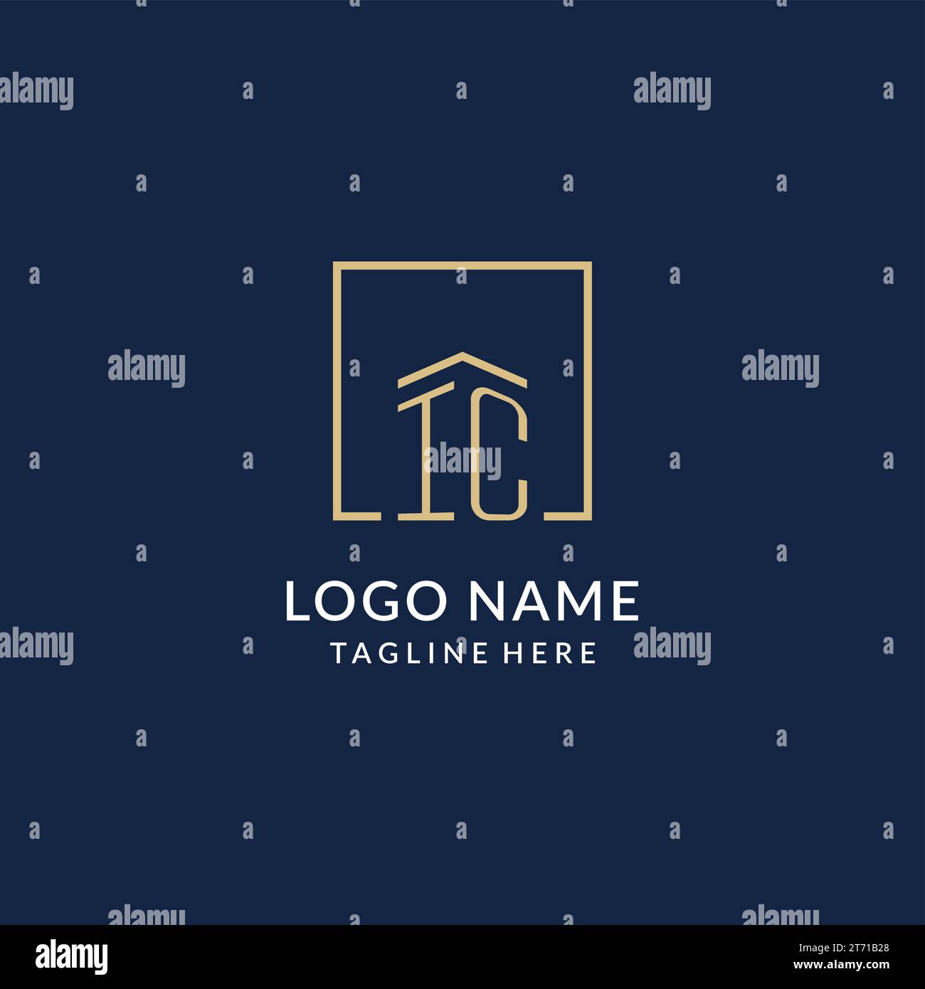Initial IC square lines logo, modern and luxury real estate logo design ...