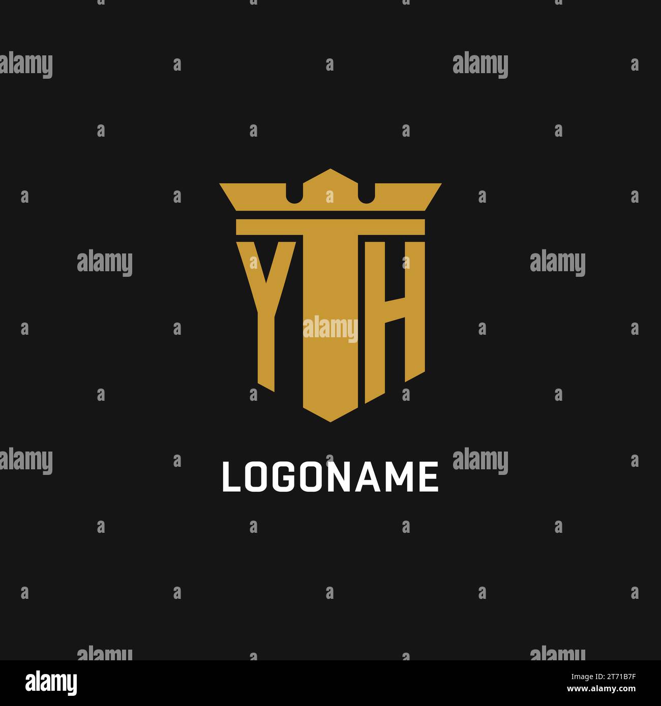 YH initial logo with shield and crown style design ideas Stock Vector ...