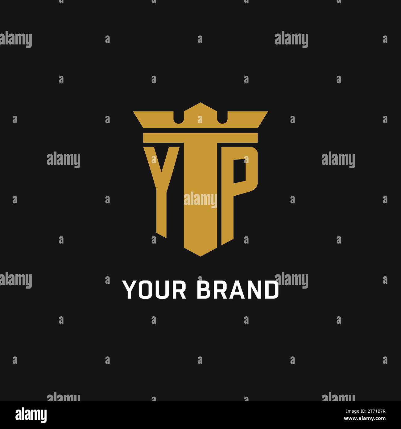 YP initial logo with shield and crown style design ideas Stock Vector ...
