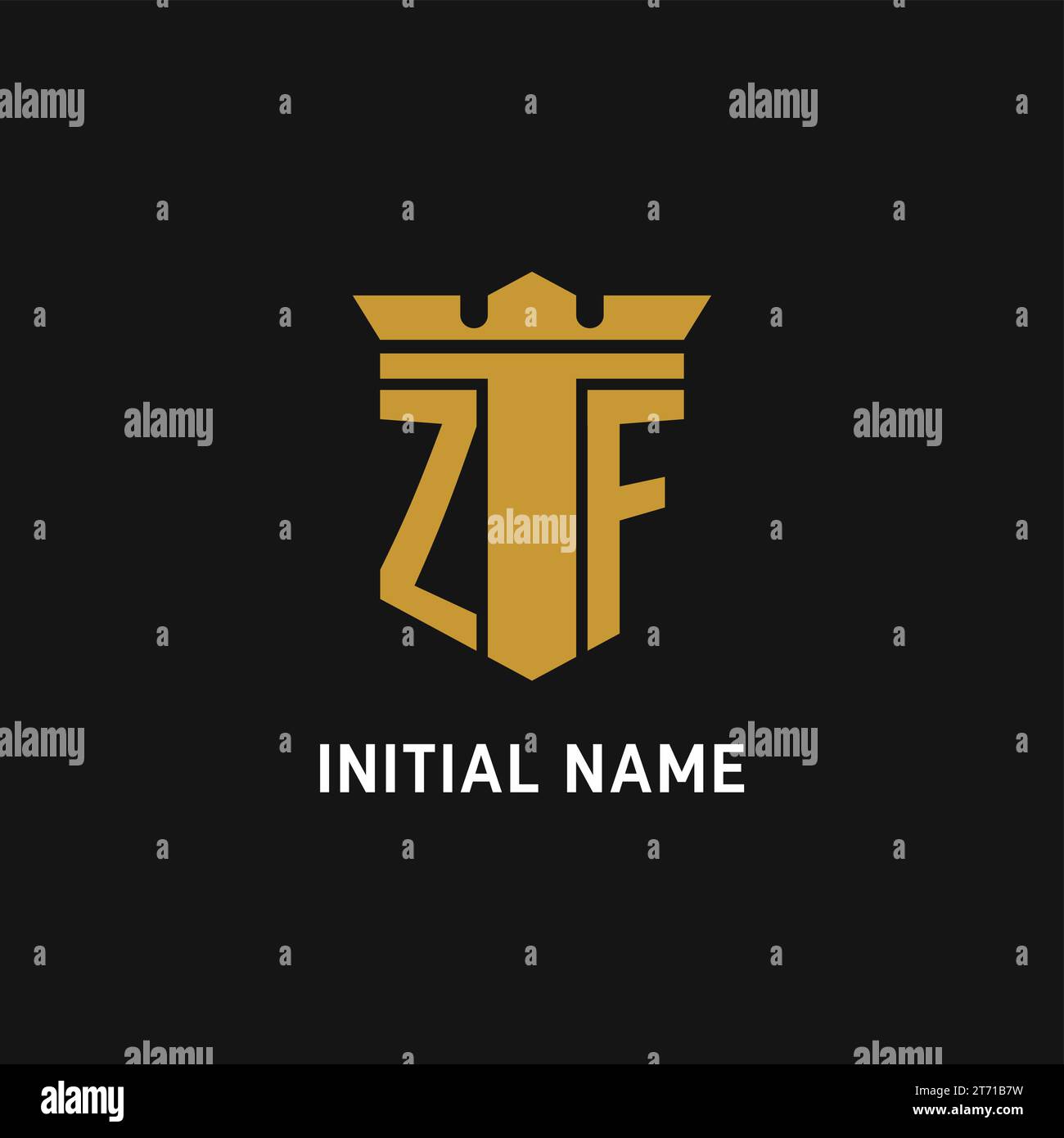 ZF initial logo with shield and crown style design ideas Stock Vector ...