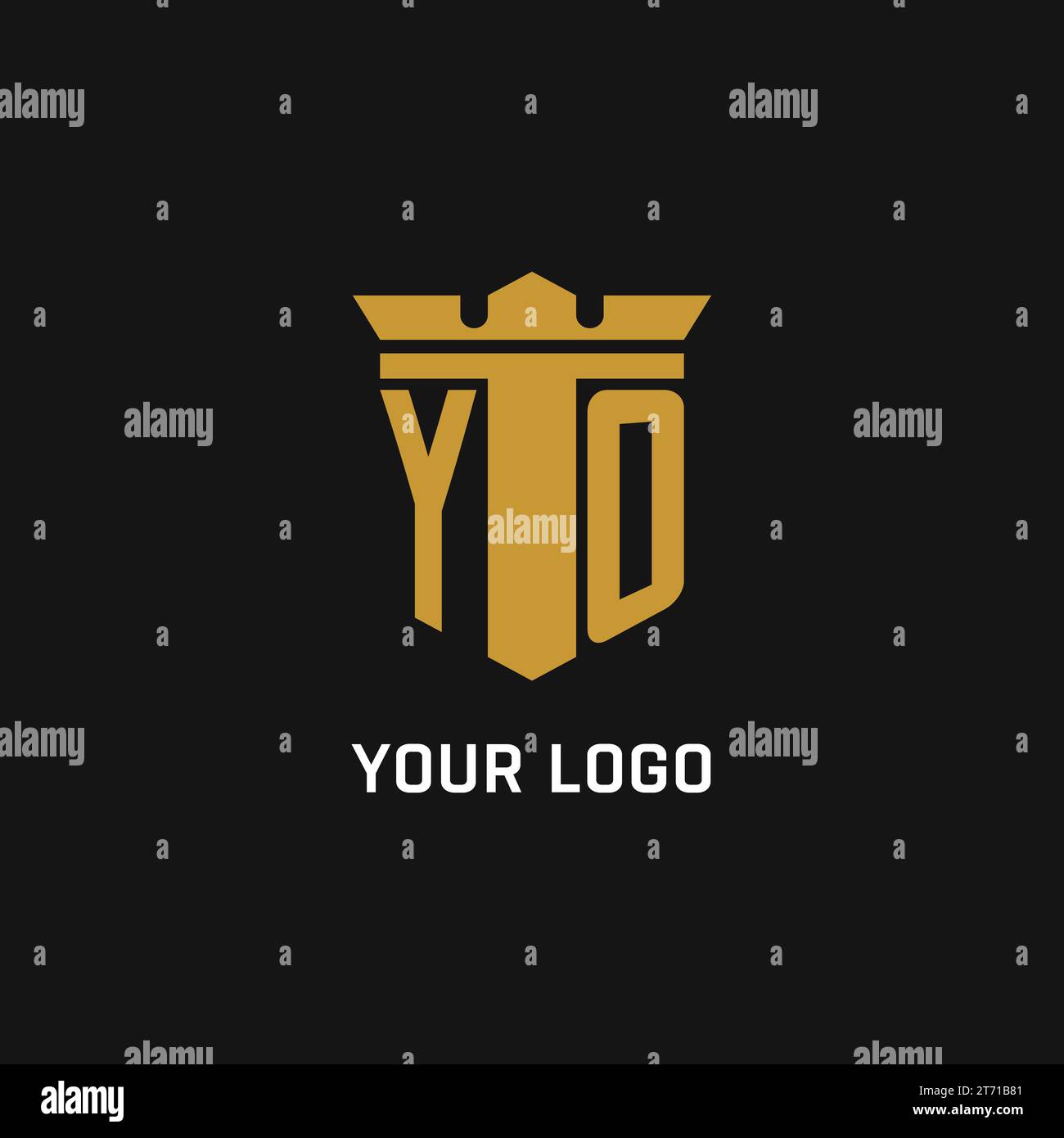 YO initial logo with shield and crown style design ideas Stock Vector ...