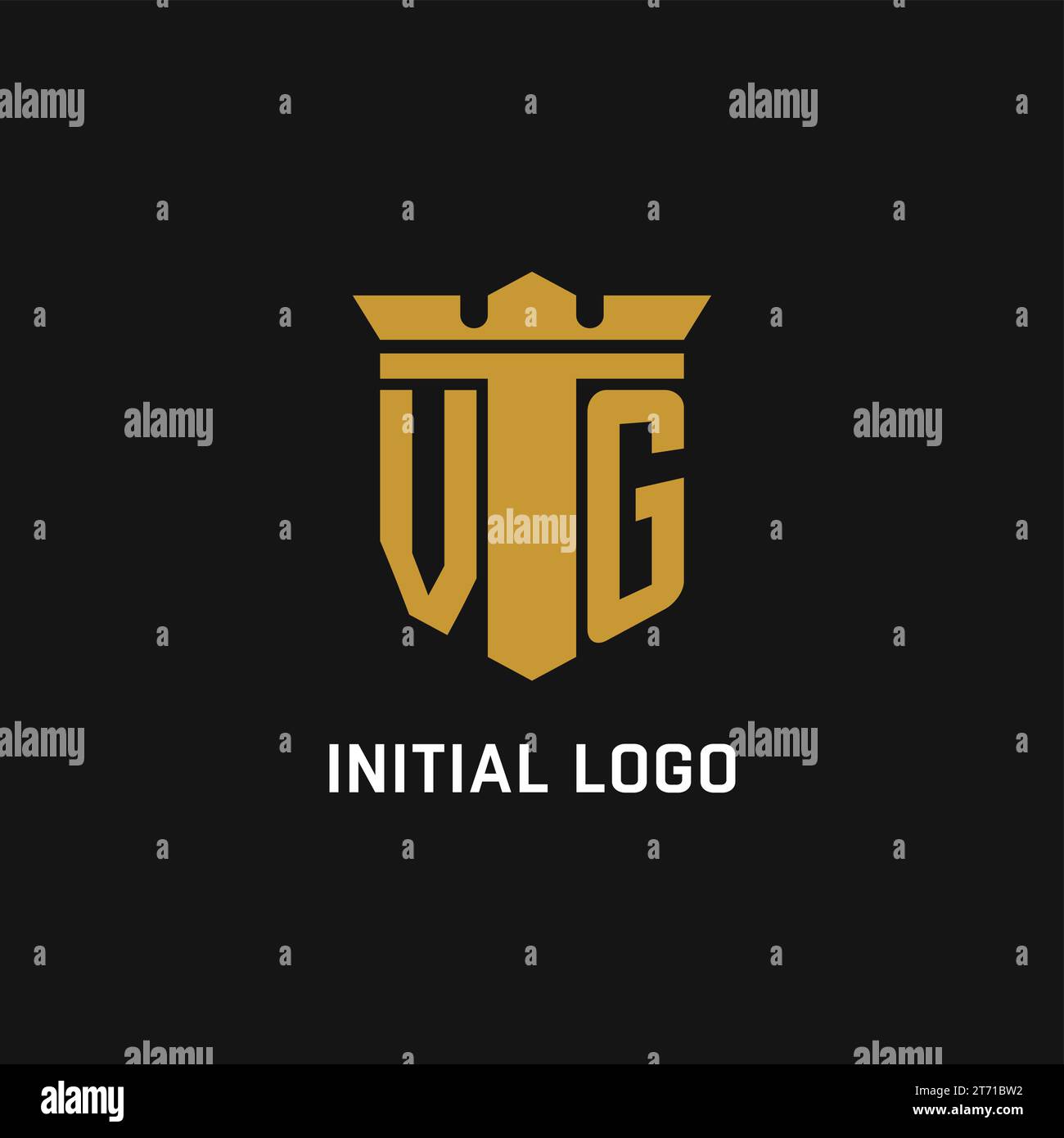 VG initial logo with shield and crown style design ideas Stock Vector ...