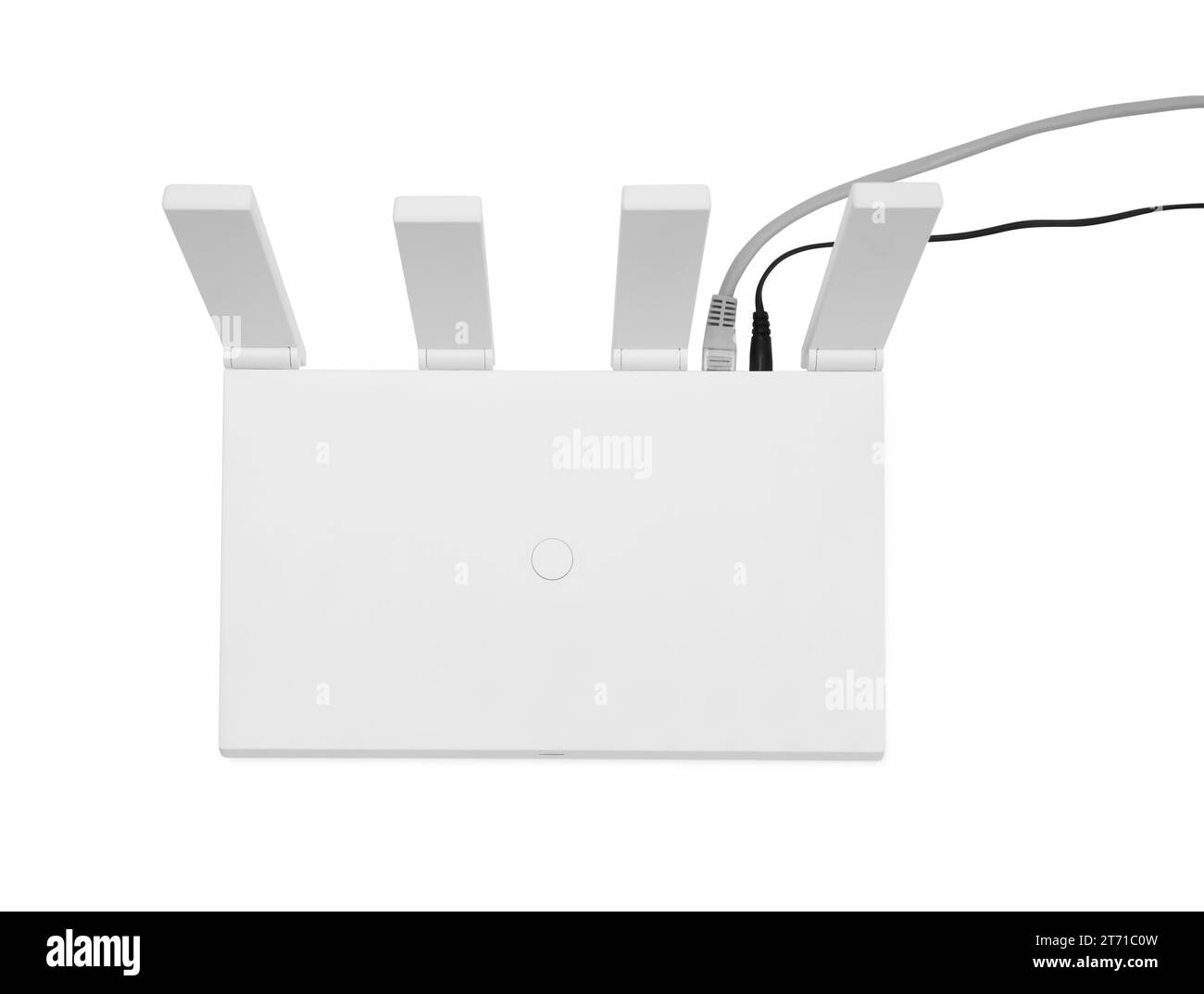 One modern Wi-Fi router isolated on white, top view Stock Photo - Alamy
