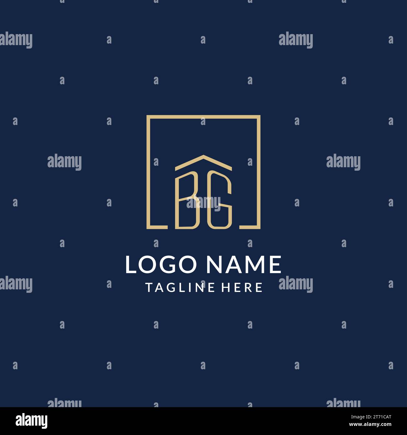 Initial BG square lines logo, modern and luxury real estate logo design ...