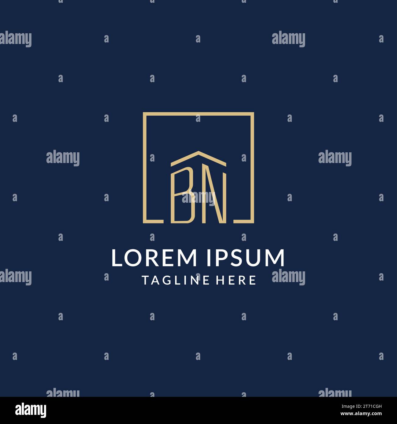 Initial BN square lines logo, modern and luxury real estate logo design ...