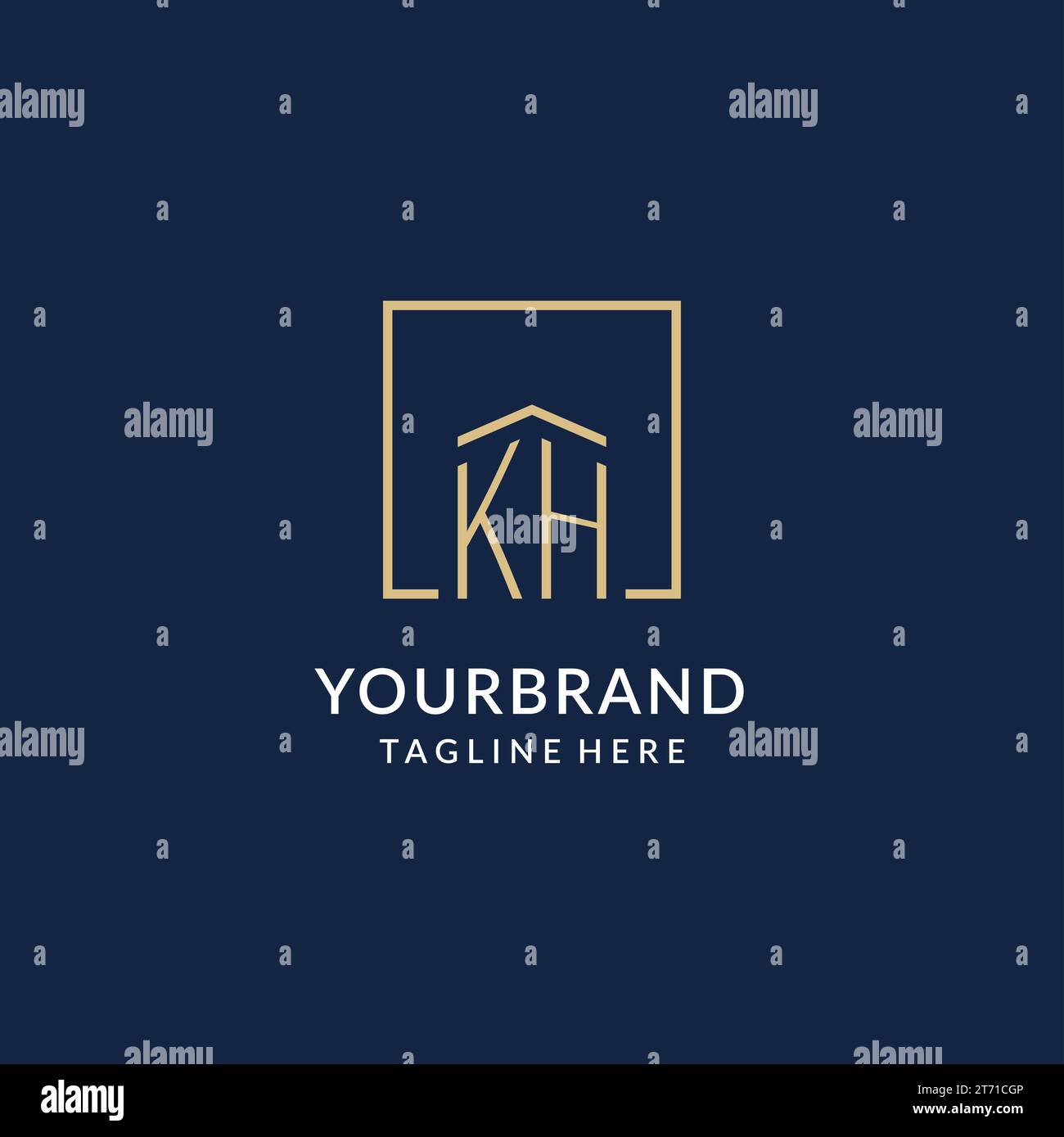Initial KH square lines logo, modern and luxury real estate logo design ...