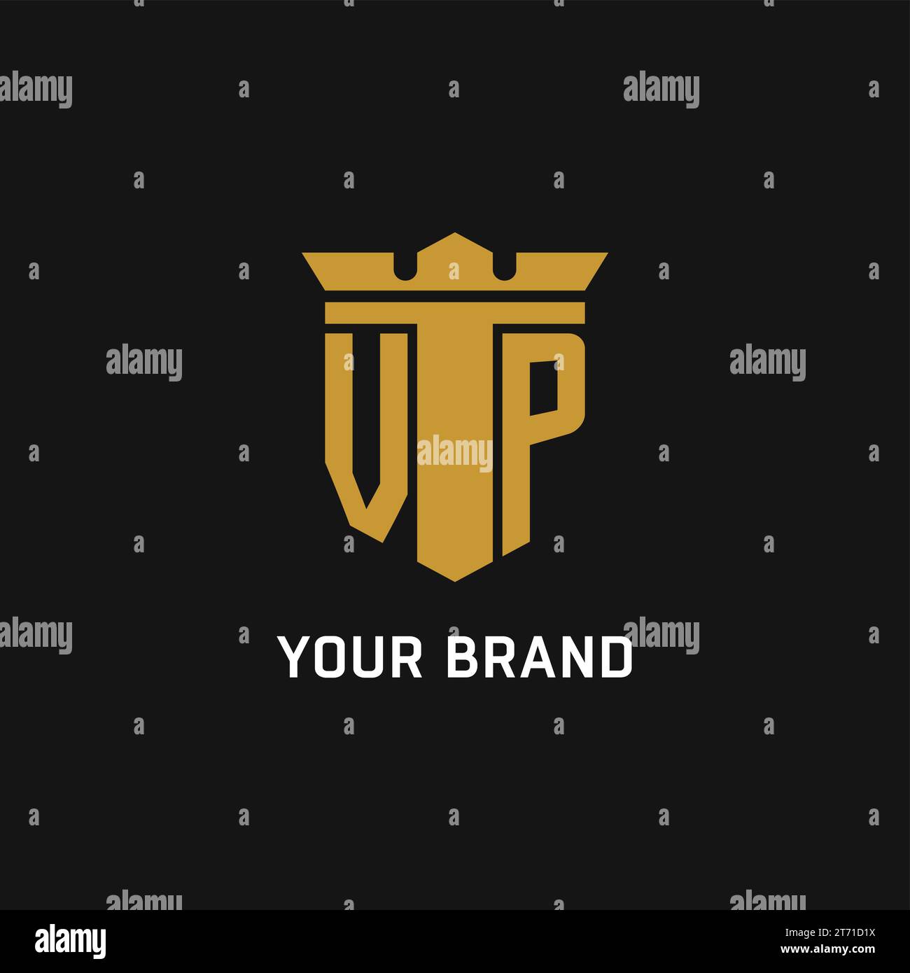 VP initial logo with shield and crown style design ideas Stock Vector ...