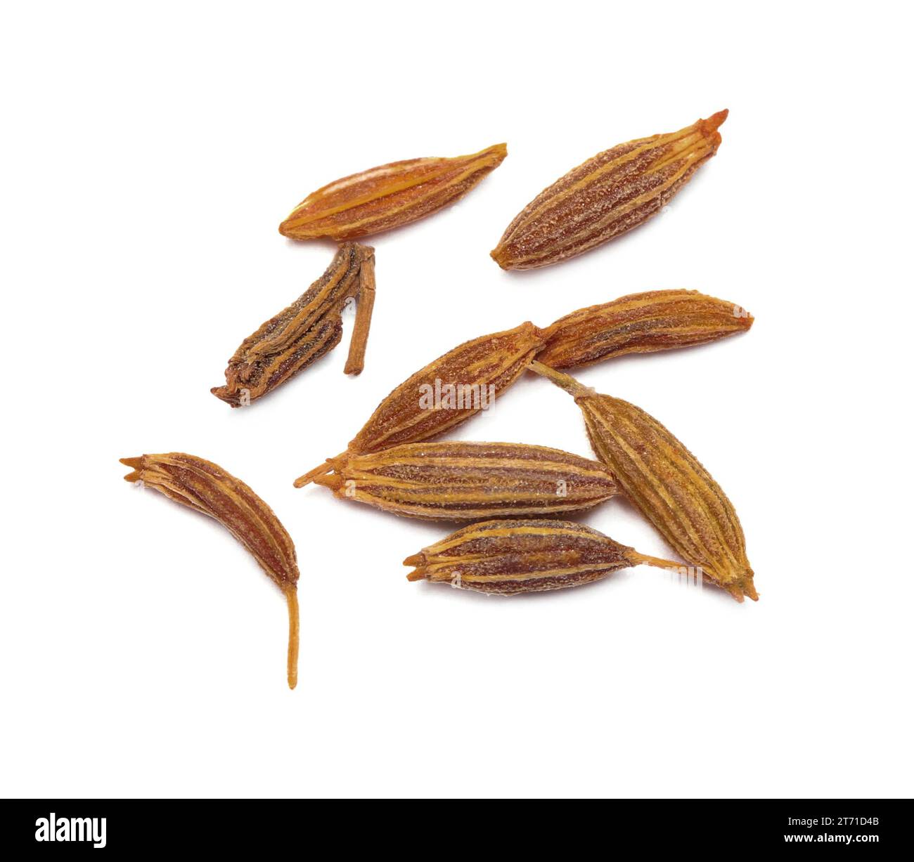 Aromatic caraway (Persian cumin) seeds isolated on white, top view ...