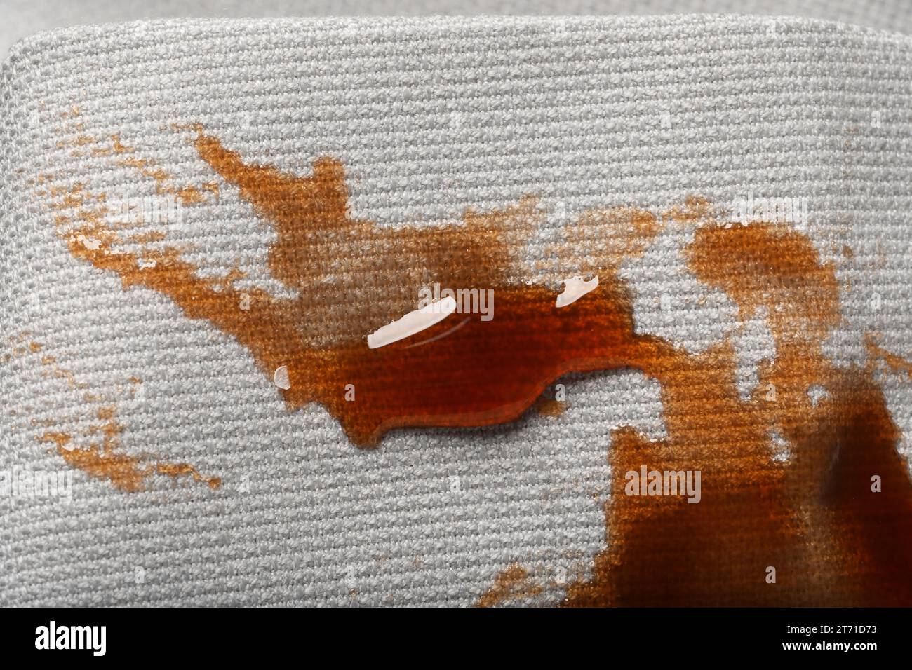 Dirty jacket with stain of coffee as background, top view Stock Photo ...