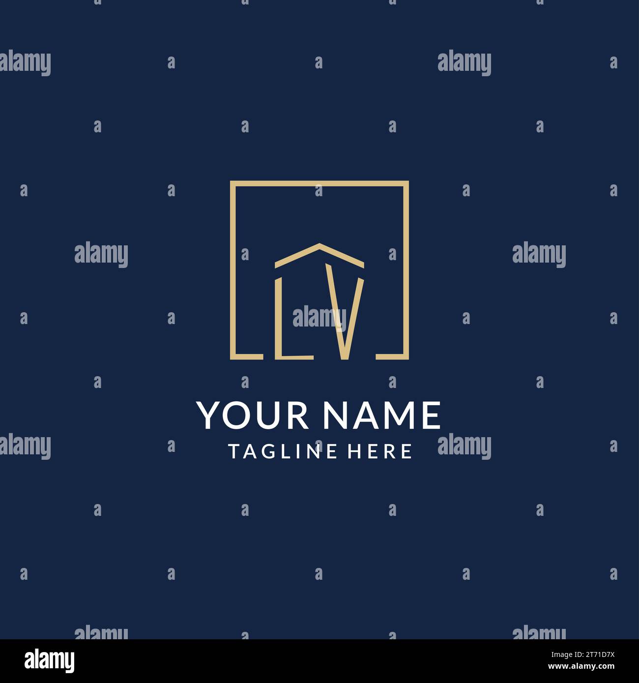 Initial LV square lines logo, modern and luxury real estate logo design ...