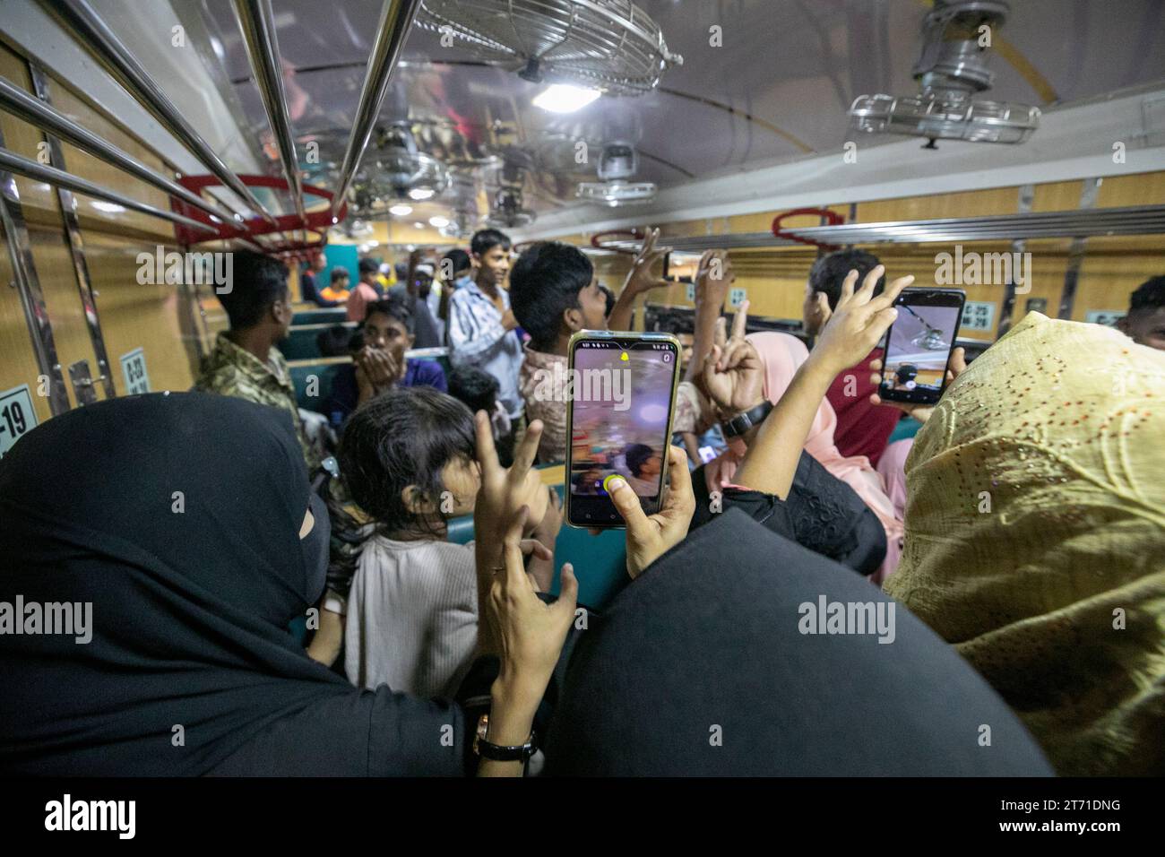 05, Nov 2023, Cox's Bazar, Bangladesh. Celebrations erupt as the first train travels on the new ...