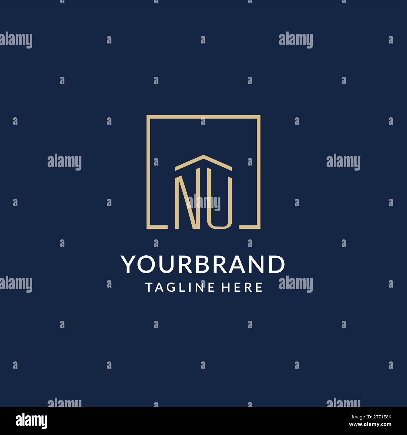 Initial NU square lines logo, modern and luxury real estate logo design ...