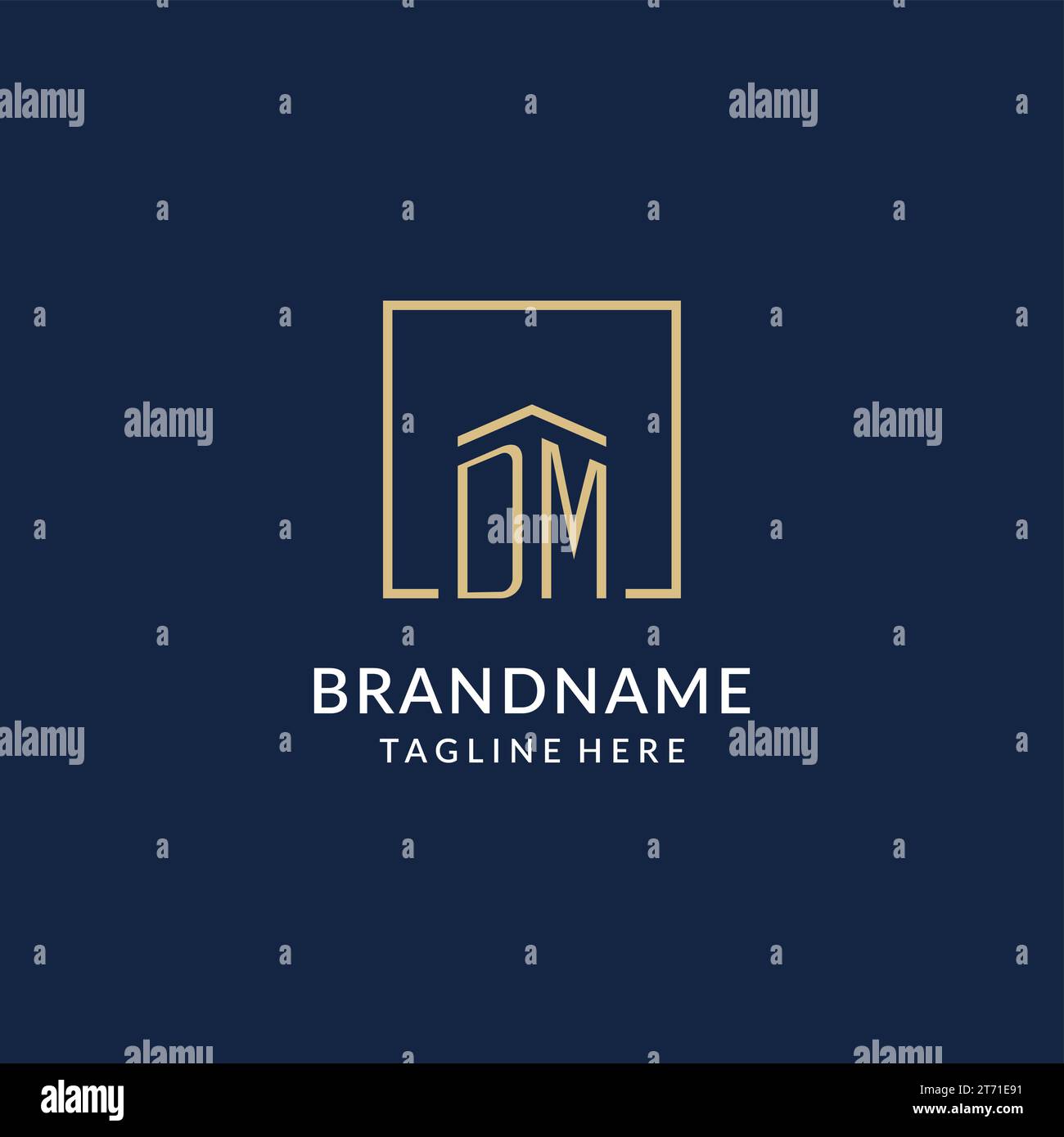 Initial DM square lines logo, modern and luxury real estate logo design ...