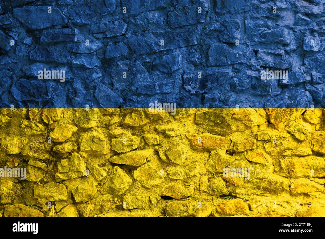 National flag of Ukraine painted on old stone wall Stock Photo - Alamy