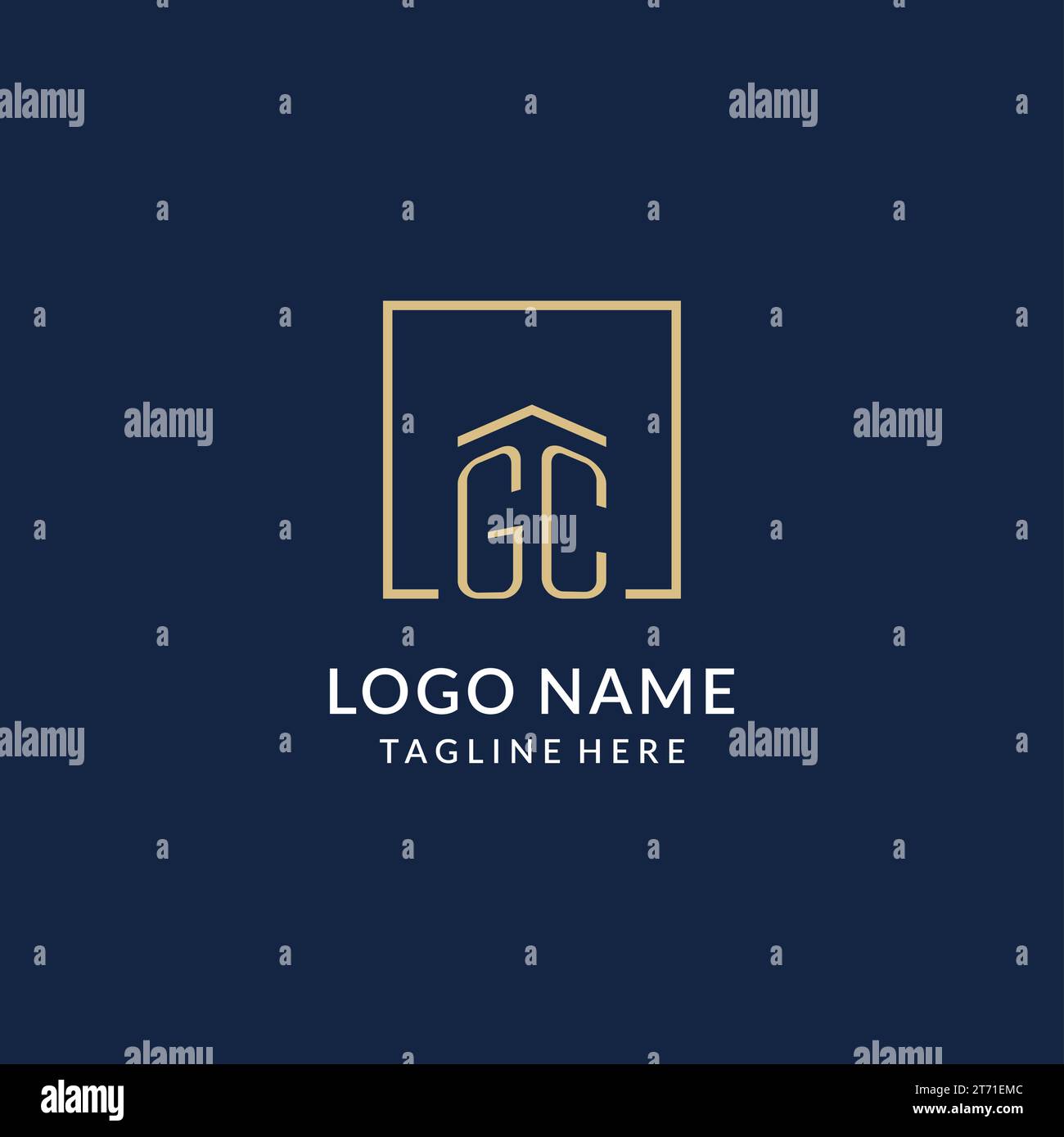 Initial GC square lines logo, modern and luxury real estate logo design ...