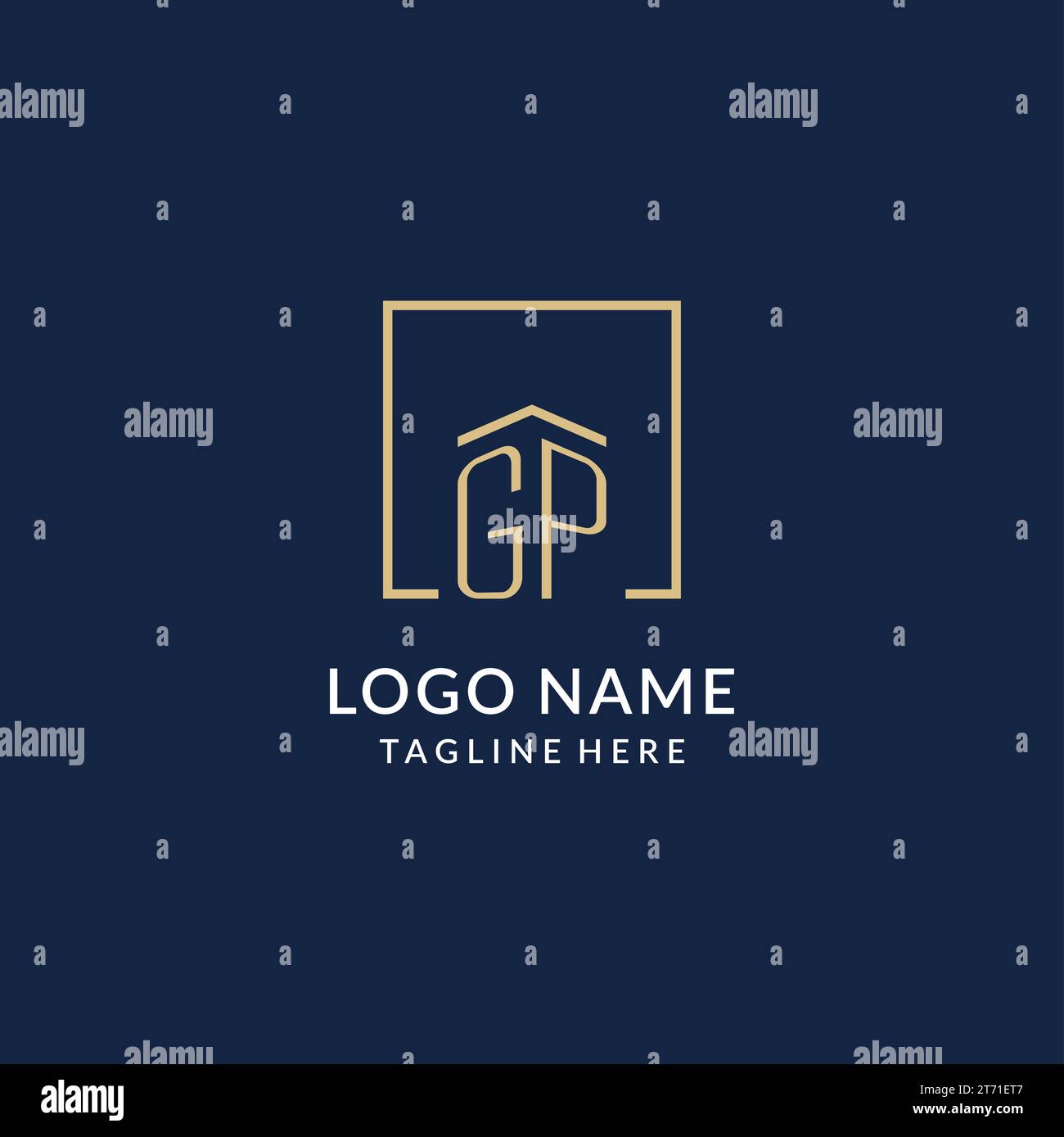 Initial GP square lines logo, modern and luxury real estate logo design ...