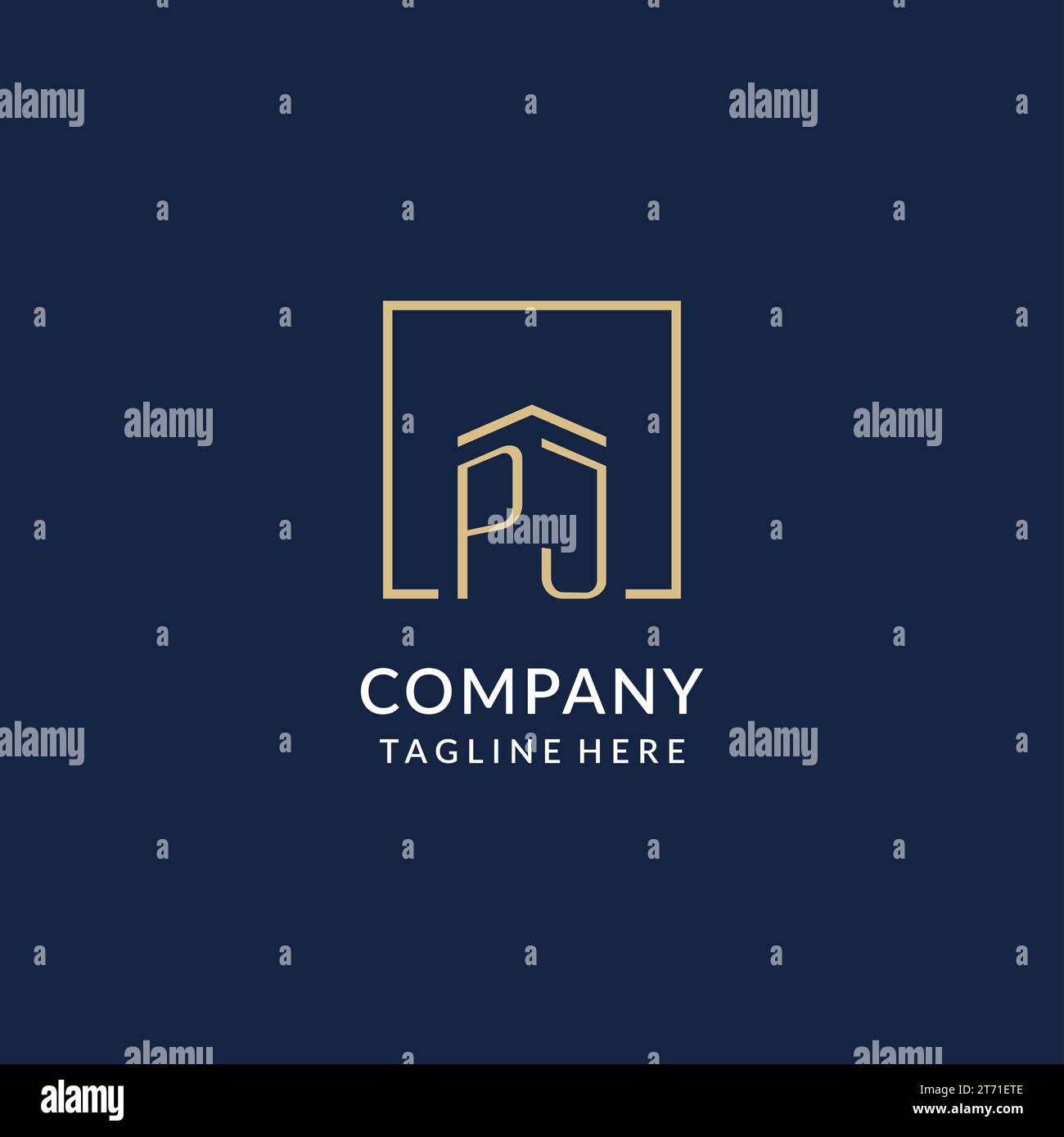 Initial PJ square lines logo, modern and luxury real estate logo design ...