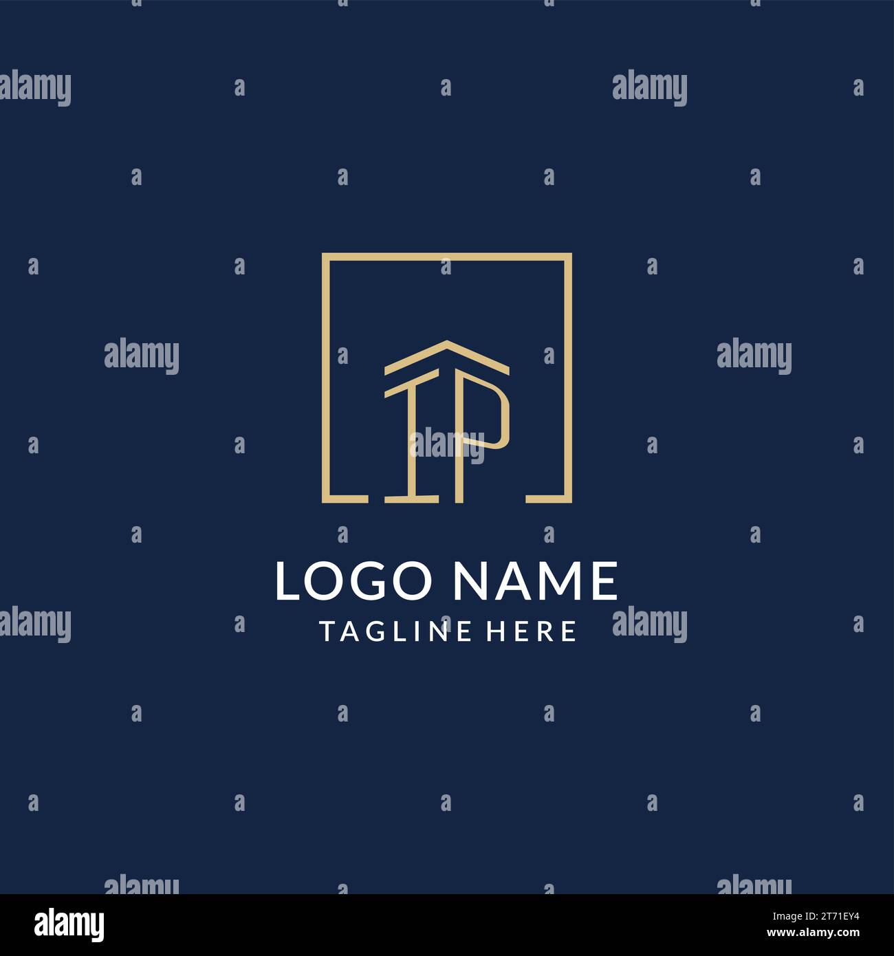 Initial IP square lines logo, modern and luxury real estate logo design ...