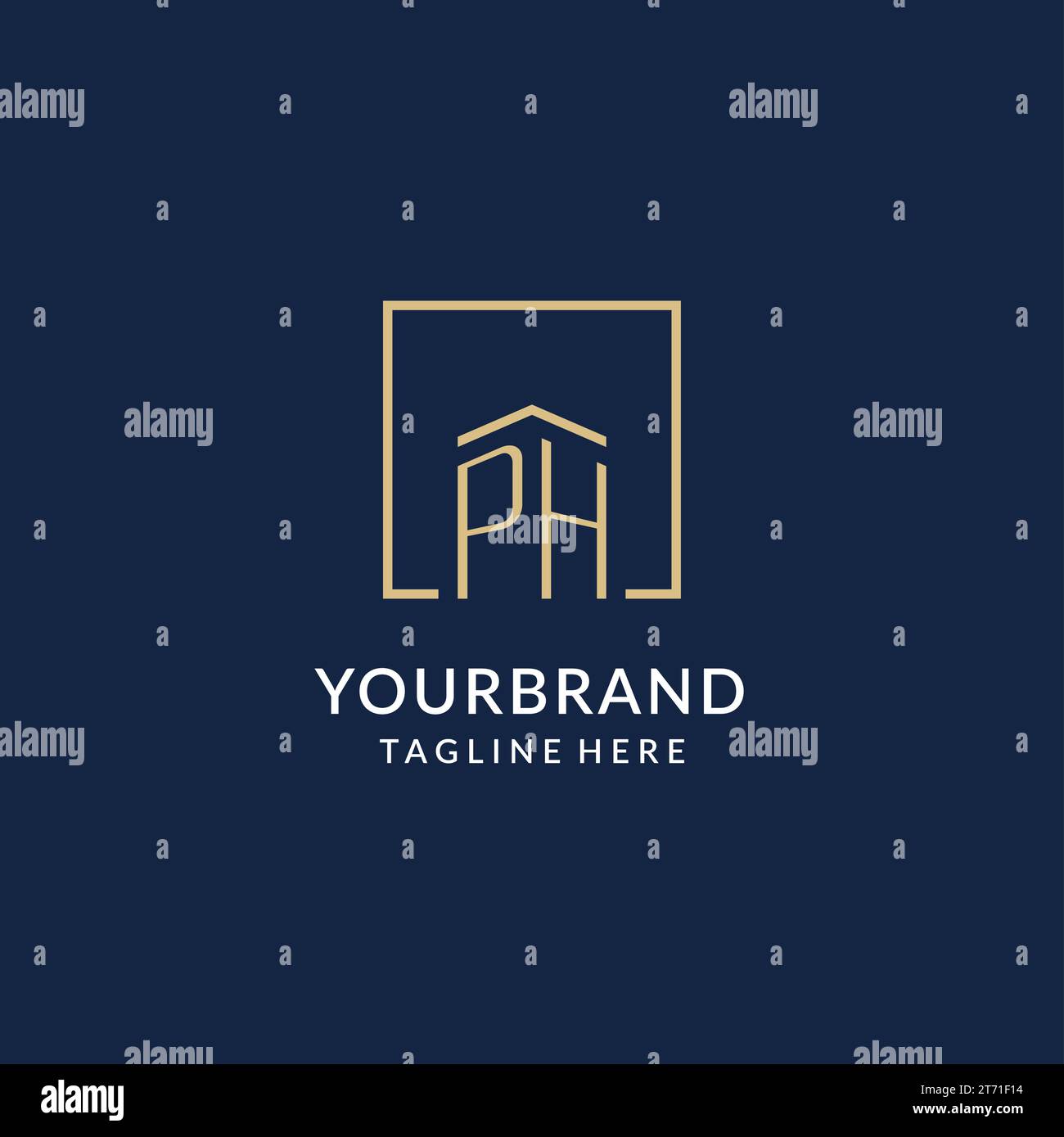 Initial PH square lines logo, modern and luxury real estate logo design ...