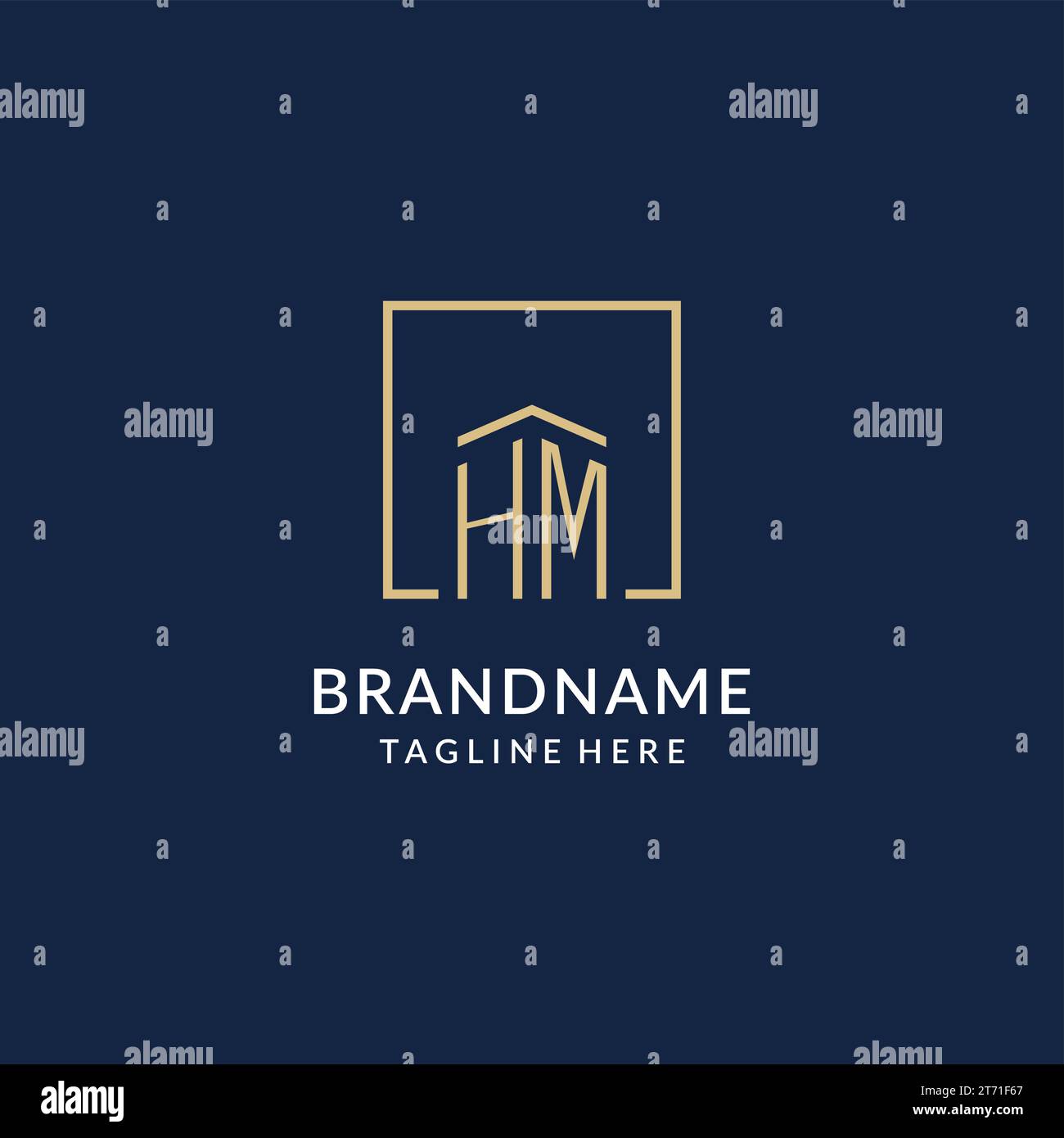 Initial HM square lines logo, modern and luxury real estate logo design ...