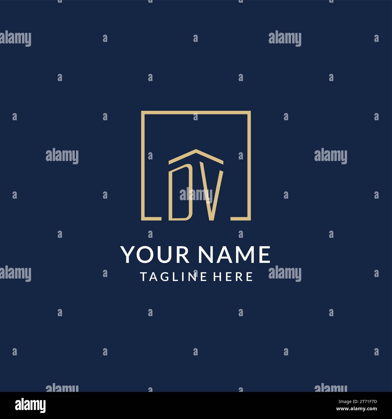 Initial DV square lines logo, modern and luxury real estate logo design ...