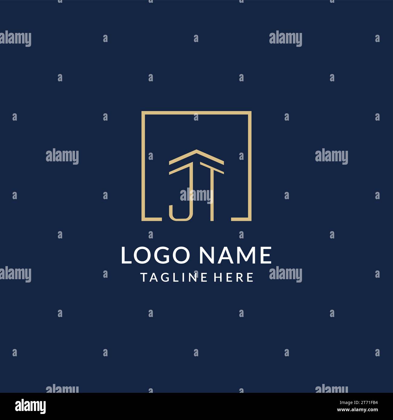 Initial JT square lines logo, modern and luxury real estate logo design vector graphic Stock ...