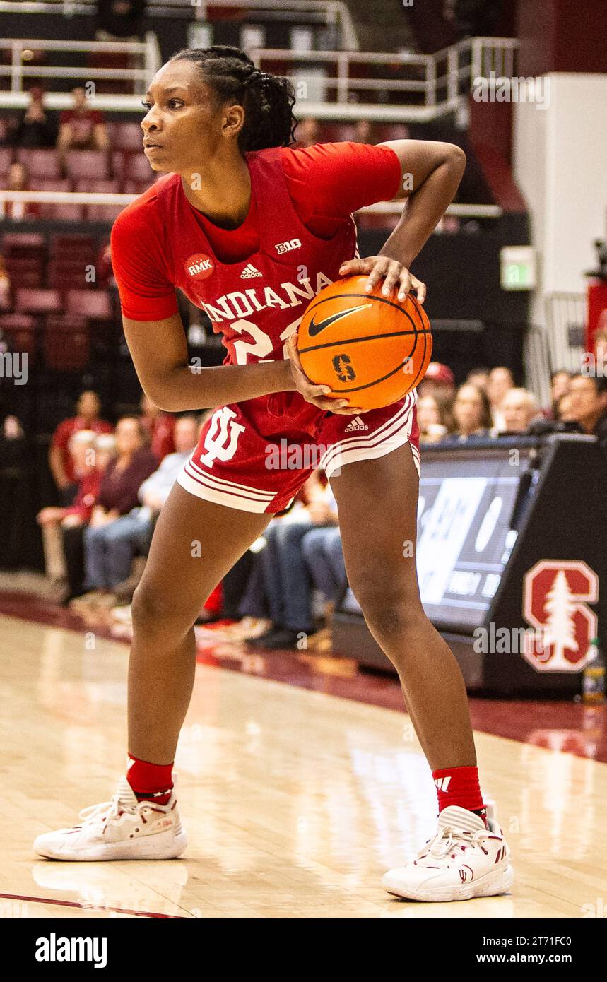 November 12 2023 Palo Alto CA, U.S.A. Indiana guard Chloe Moore-McNeil (22)looks to pass the ...