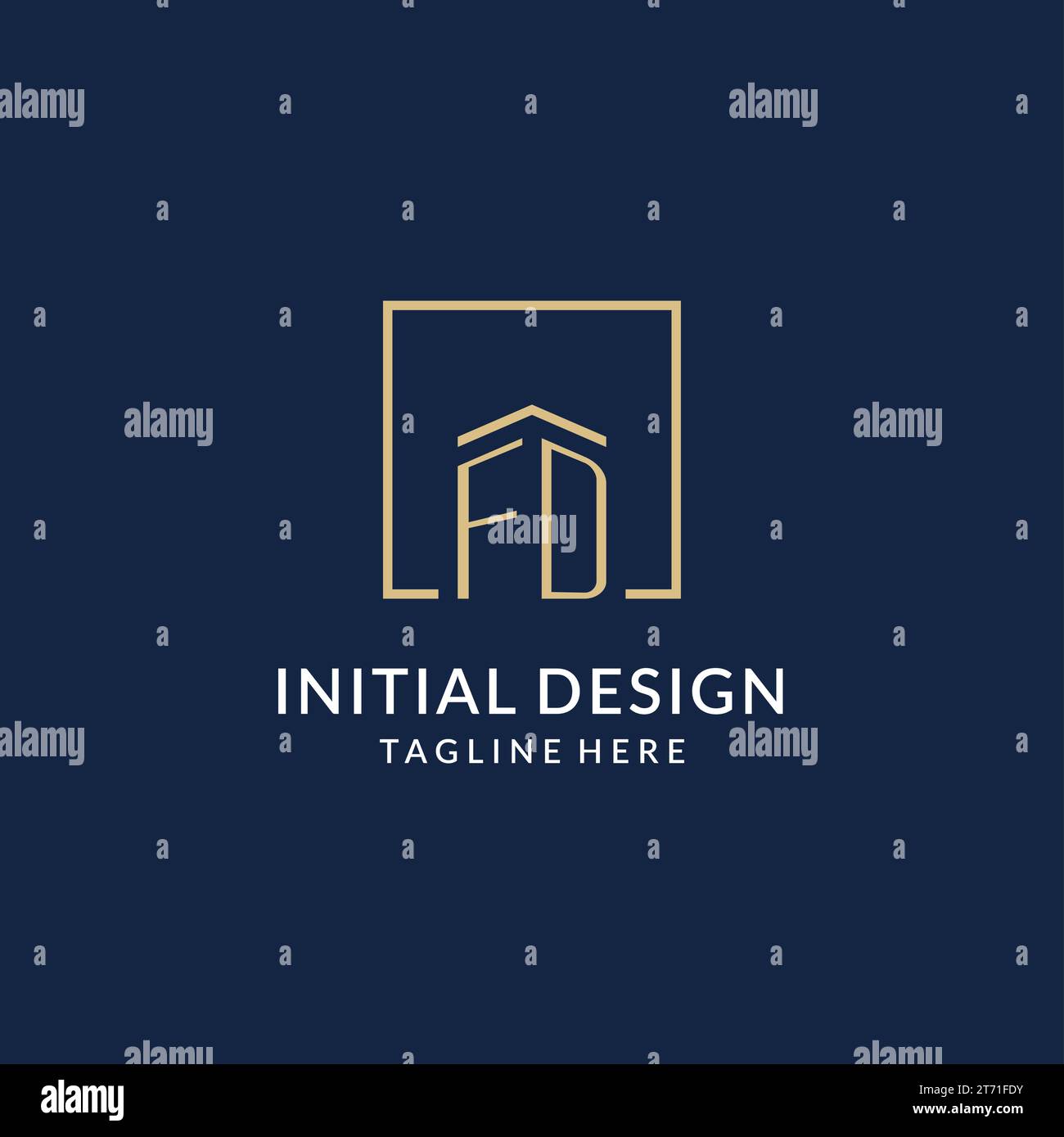Initial FD square lines logo, modern and luxury real estate logo design ...