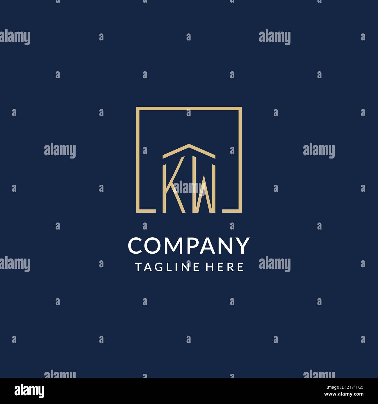 Initial KW square lines logo, modern and luxury real estate logo design ...