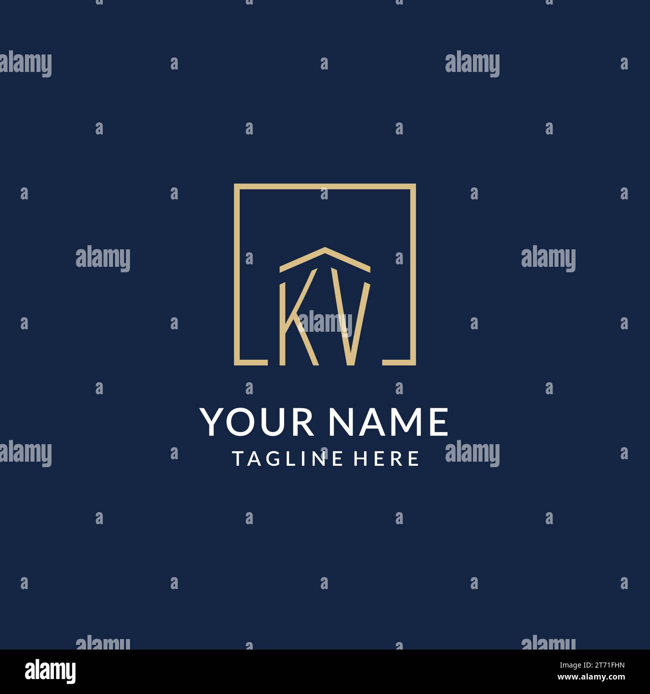 Initial KV square lines logo, modern and luxury real estate logo design ...